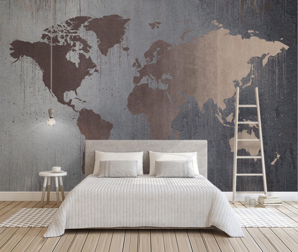 CUSTOM MURAL WALLPAPER BRONZE MAP – hanabellinidesign